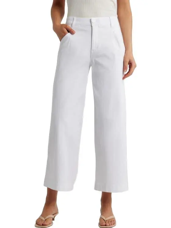 Wit & Wisdom Skyrise Crop Wide Leg Twill Pants - Optic White