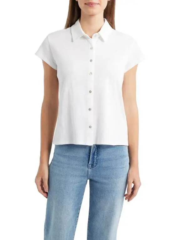 Bella Dahl Cap-sleeve Cotton-modal Blend Shirt - White