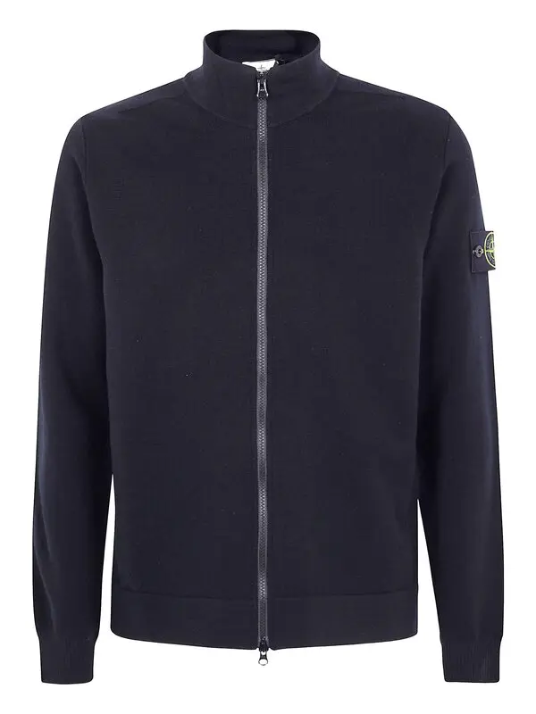 Stone Island Stretch Rws Wool Cardigan - Black