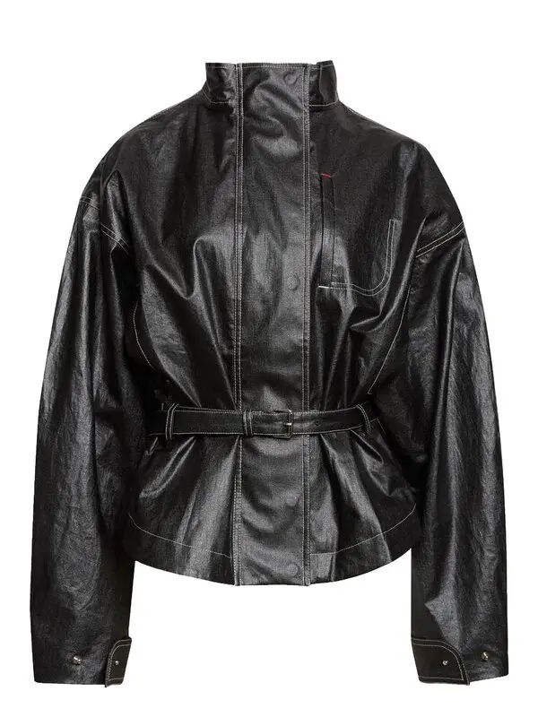 Jacquemus Le Blouson Ciro Belted Coated Linen Jacket - Black