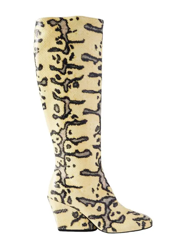 Proenza Schouler Slant Snake-effect Leather Knee Boots - Animal Print