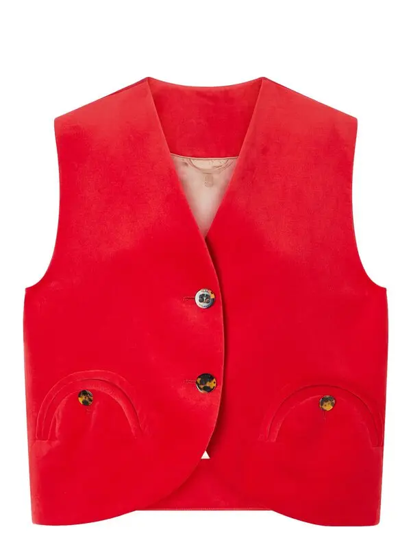 BLAZÉ MILANO Jealousy Gliss Cotton And Linen-blend Vest - Red