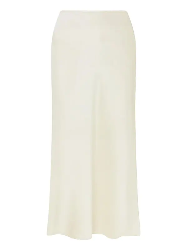 Another Tomorrow Satin Midi Skirt - Cream
