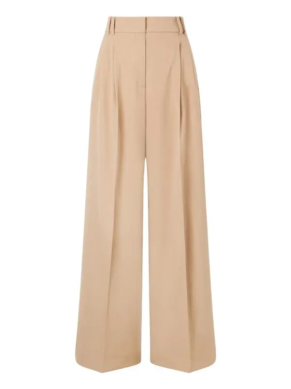 Another Tomorrow Pleated Wool-blend Wide-leg Trousers - Neutrals