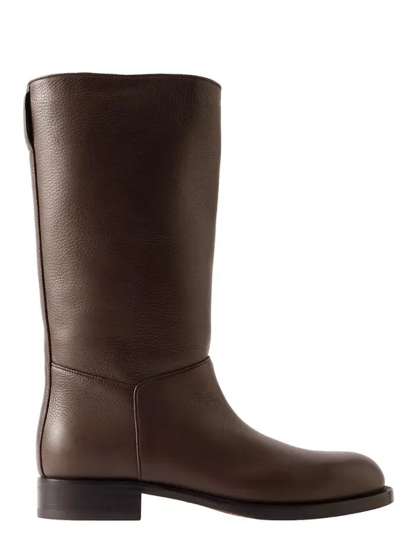 THE ROW Nobilis Textured-leather Ankle Boots - Brown