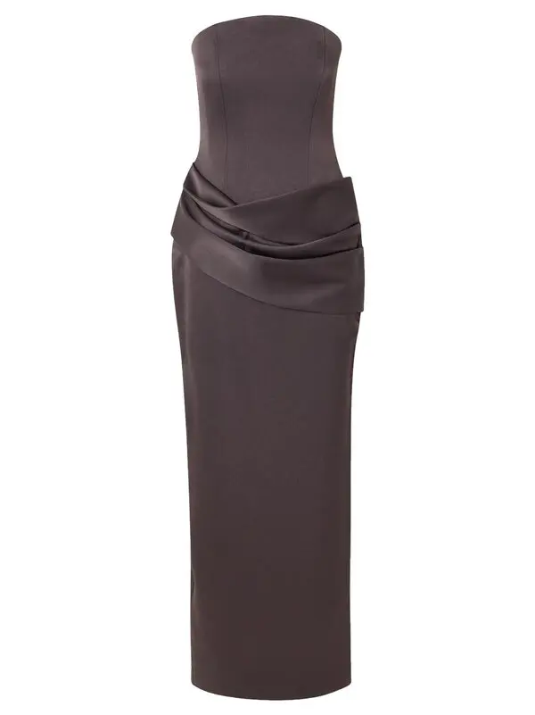 Alex Perry Strapless Draped Satin-crepe Gown - Gray
