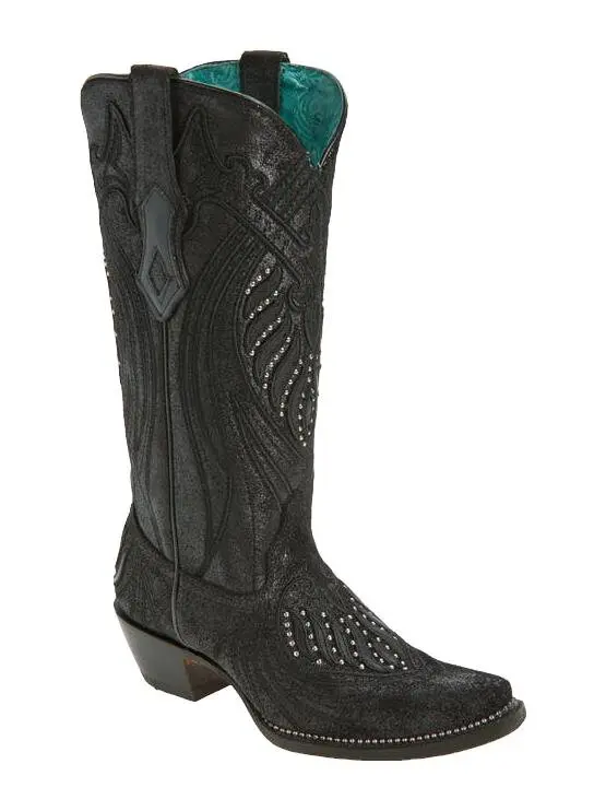 CORRAL Overlay Mid Calf Western Boot - Black