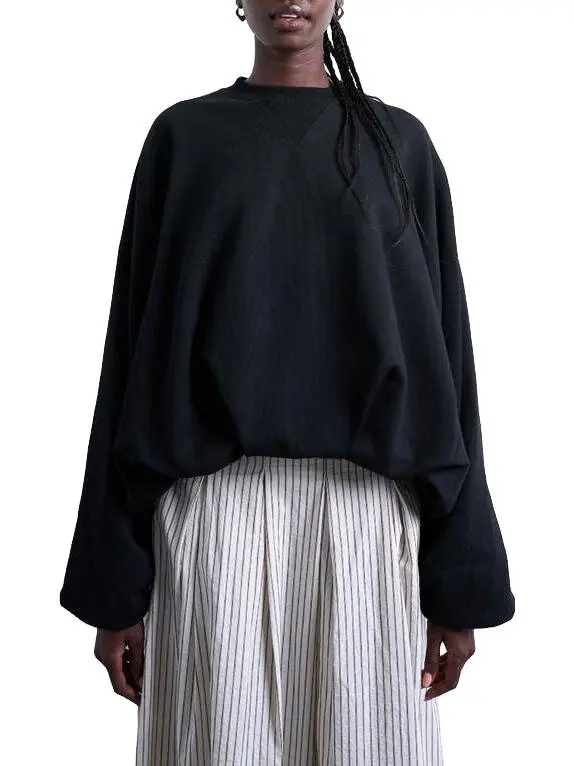 Topshop Balloon Hem Oversized Sweatshirt - Black