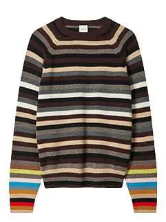 Paul Smith Contrast Stripe Knitted Sweater - Brown