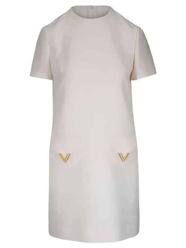 Valentino Garavani Vlogo Signature Wool And Silk Dress - White