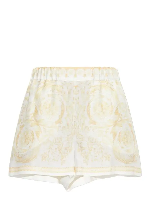 Versace Barocco Print Silk Shorts - Gold