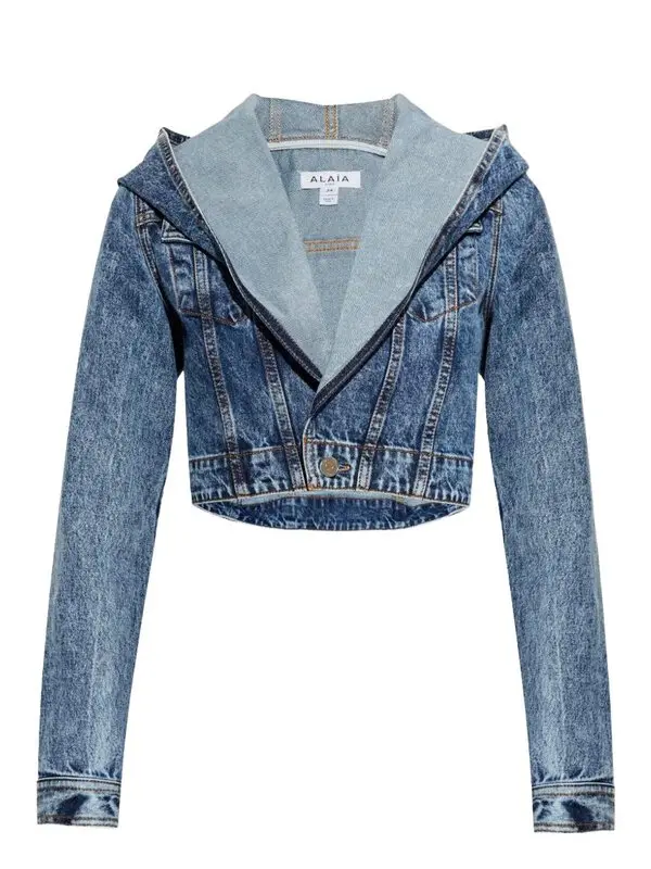 Alaïa Denim Hooded Jacket - Sky Blue