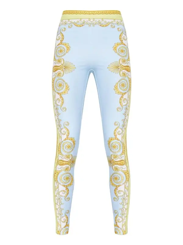 Versace Barocco Print Leggings - Sky Blue
