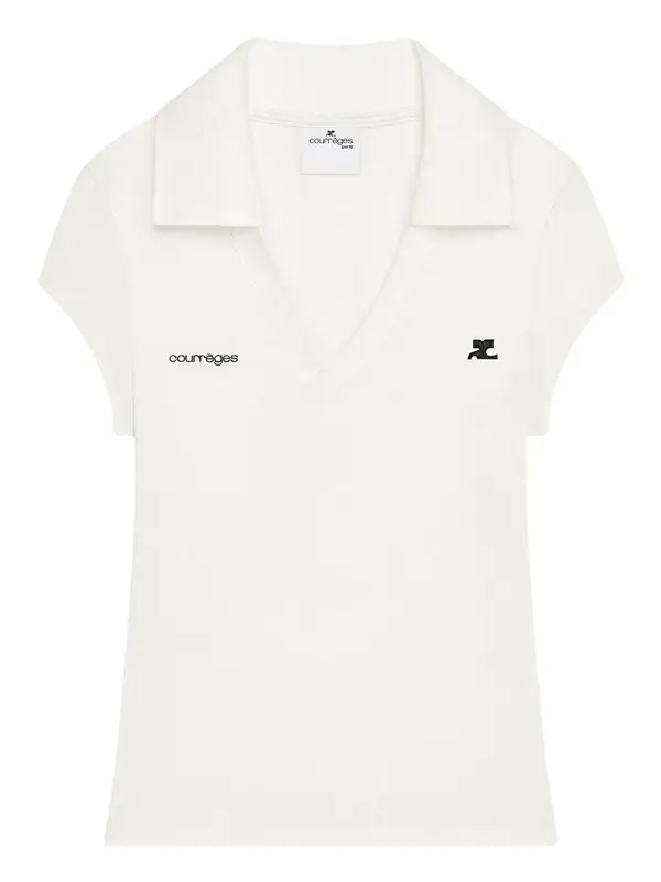 COURREGES Logo Cropped Polo Shirt - White