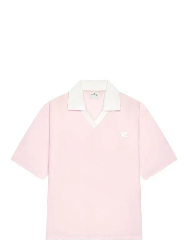 COURREGES Logo Oversized Polo Shirt - Pink