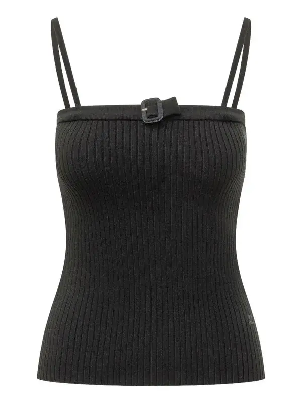 COURREGES Ribbed Tank Top - Black