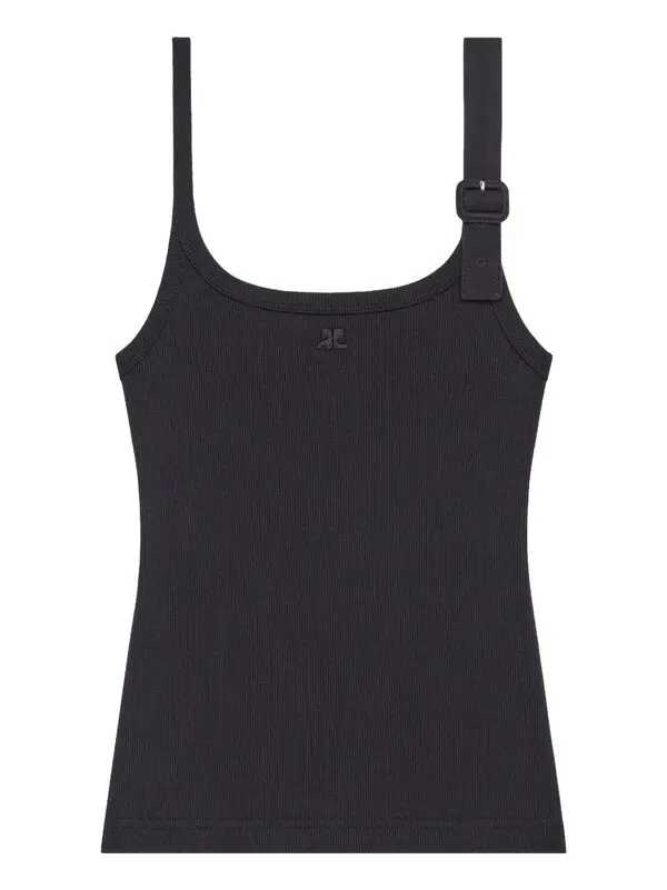 COURREGES Cotton Tank Top - Black