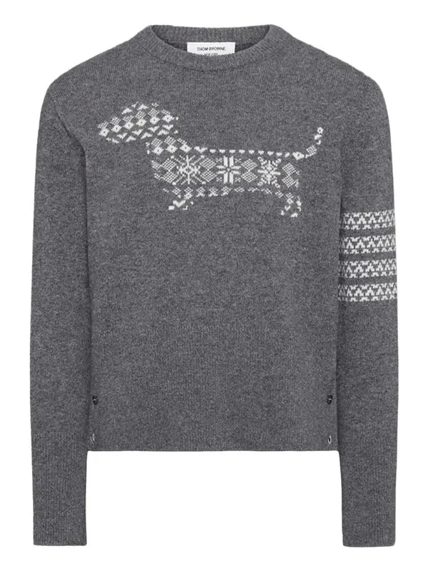 Thom Browne Holiday Hector Crew Neck Pullover - Grey