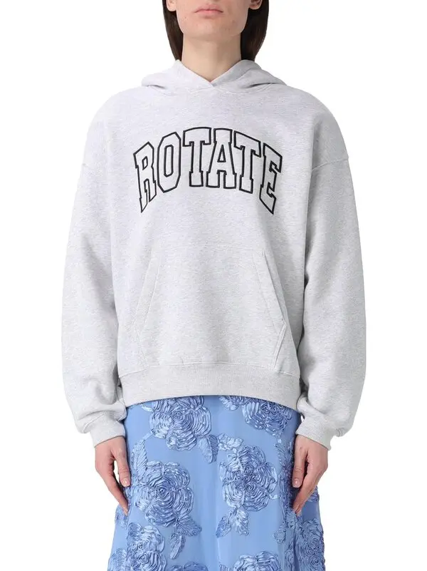 ROTATE BY BIRGER CHRISTENSEN Logo Embroidered Fleece Back Hoodie - Grey