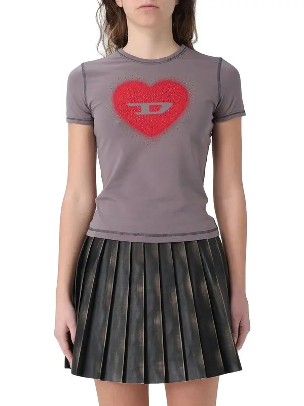 DIESEL® Embellished Heart Graphic T-shirt - Grey