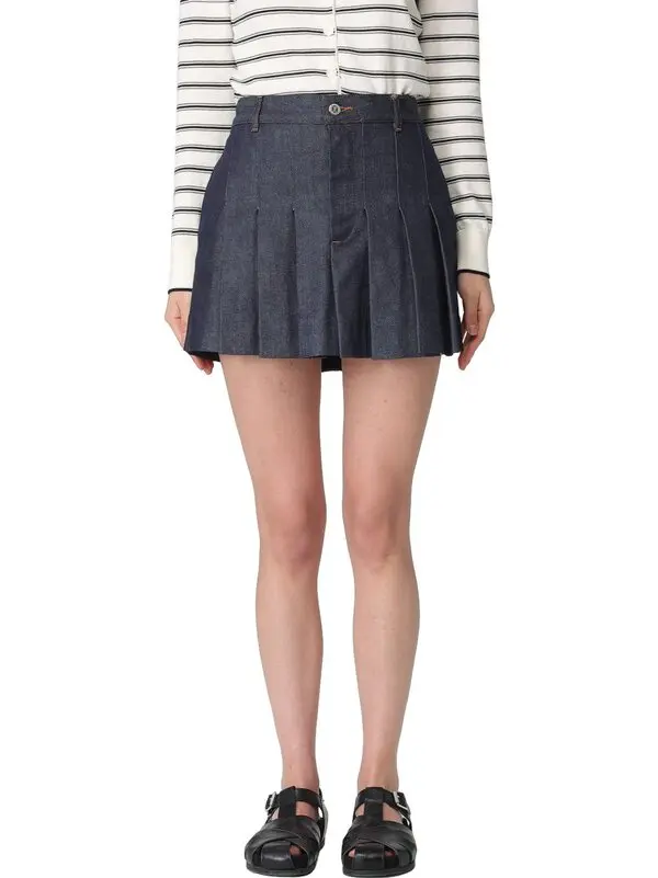 A.p.c. Pleated Denim Skirt - Blue