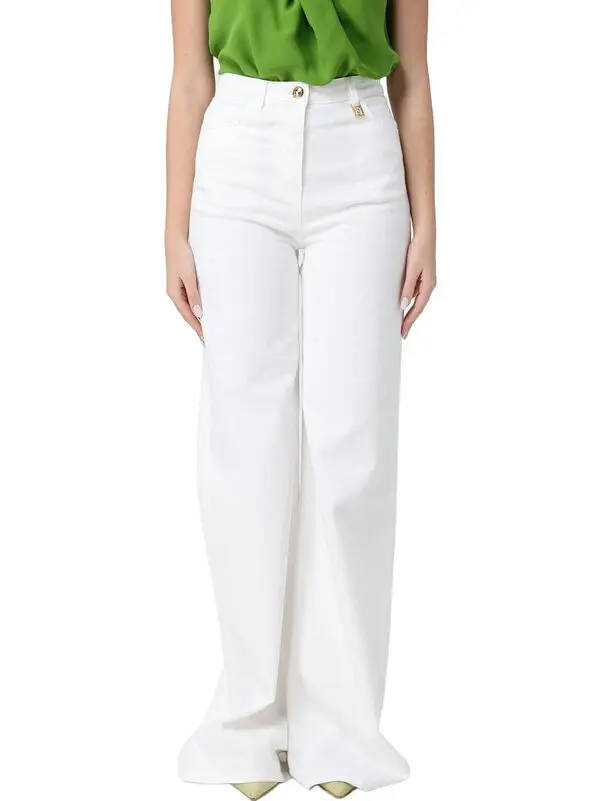 Elisabetta Franchi Wide Leg Jeans - Ivory