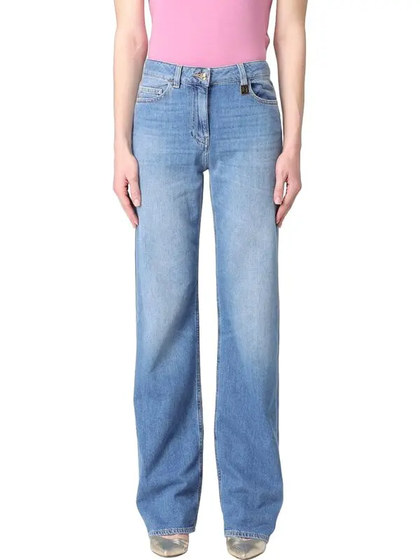Elisabetta Franchi Straight Leg Jeans - Gnawed Blue