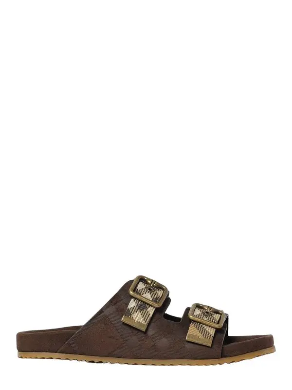Burberry Checked Buckled Heeled Sandals - Black