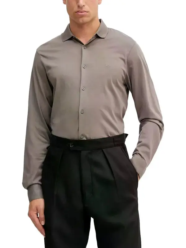 Armani Exchange Logo-embroidered Shirt - Grey