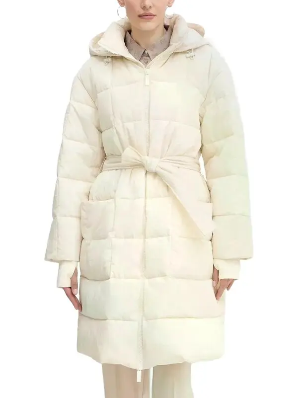 Armani Exchange Hooded Quilted Belted Coat - Neutrals