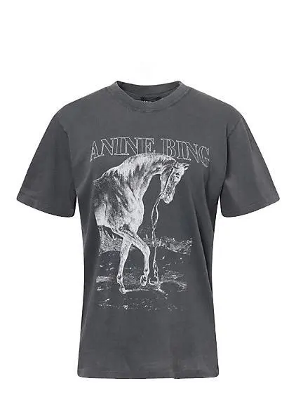 ANINE BING Lili Graphic-print T-shirt - Washed Black