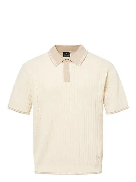 Paul Smith Jacquard Knit Cotton Polo Shirt - White
