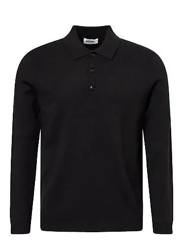 NOBL Rylan Long-sleeves Knitted Polo Shirt - Black