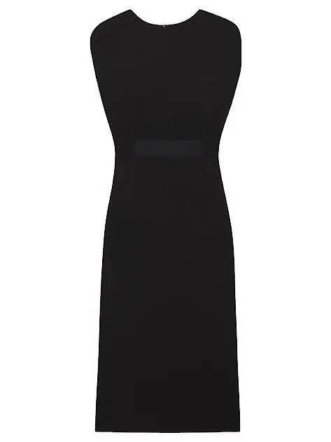 BOSS Short-sleeve Waist-panel Stretch-jersey Midi Dress - Black