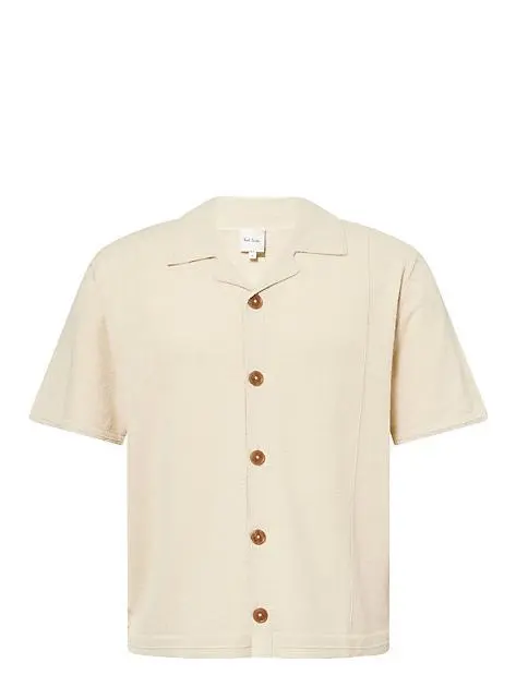 Paul Smith Open-collared Knitted Cotton-blend Shirt - White