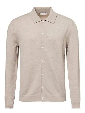 NOBL Chase Soft Marl Knitted Shirt - Dark Taupe