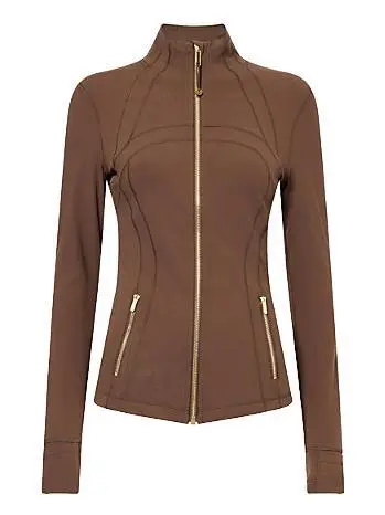 Lululemon Define Nulu High-neck Stretch-woven Jacket - Walnut Crunch/gold/gold