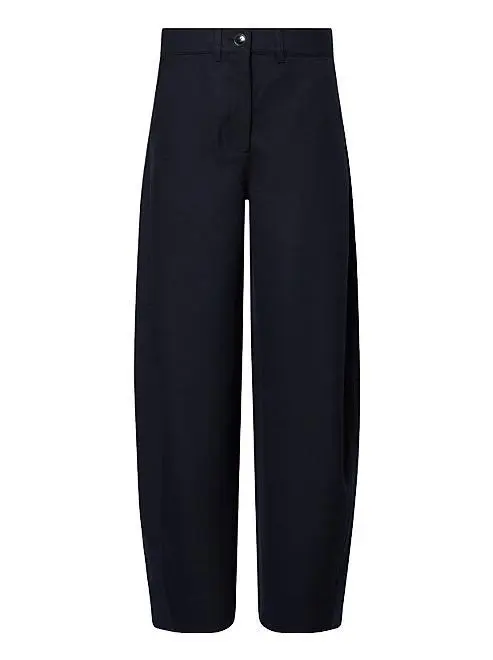 ME+EM Barrel-leg Tailored Woven Trousers - Navy