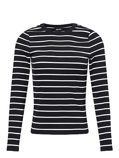 ME+EM Ultimate Rib Striped Top - Navy/soft White
