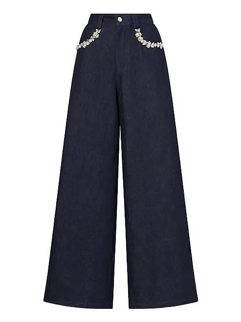 SISTER JANE Brightside Jewel-embellished Denim Jeans - Blue