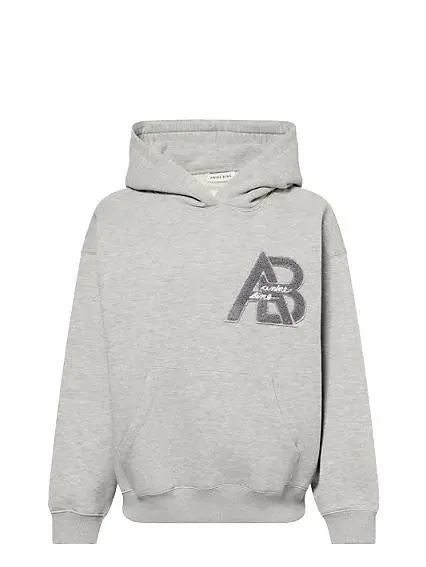 ANINE BING Jaci Letterman Cotton-jersey Hoody - Medium Heather Grey