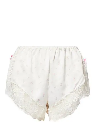 Lounge Lace-trim Floral Print Satin Pyjama Shorts - Pink Ditsy Floral