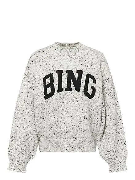 ANINE BING Sydney Logo-appliqued Knitted Jumper - Marled White