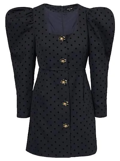 SISTER JANE Woven Polka Dot Mini Dress - Black