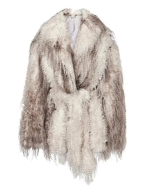 JADED LONDON Belted Faux-fur Coat - White Multi