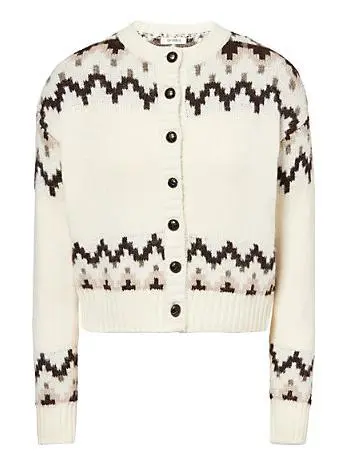 4TH & RECKLESS Fair Isle Knitted Cardigan - Cream