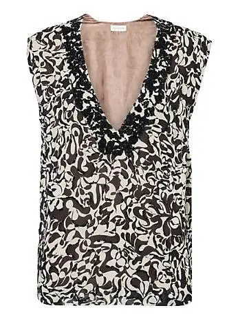 Dries Van Noten Embellished Sleeveless Woven Top - Black