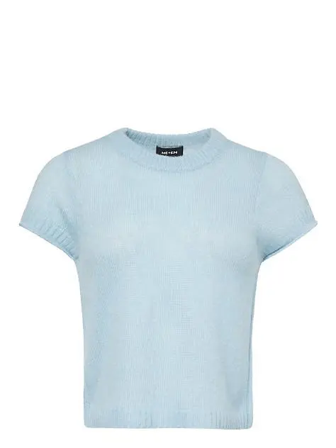 ME+EM Capped-sleeve Merino Wool And Cashmere-blend Top - Chambray Blue