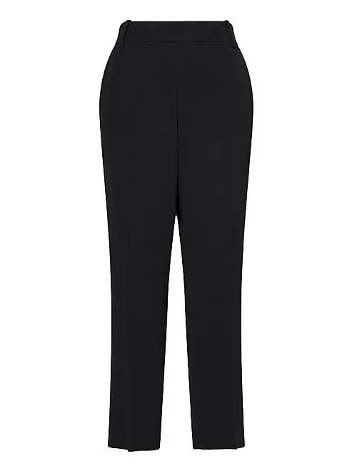 Vince Mid-rise Tapered-leg Stretch-woven Trousers - Black