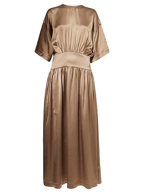 TOTEME Woven Cinched Maxi Dress - Latte